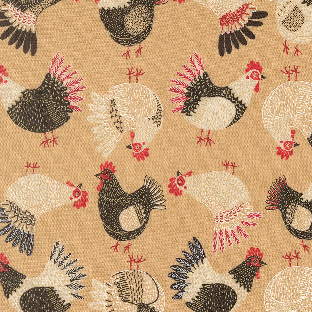 Moda Fabrics - The Henhouse, Tossed Chickens Novelty, Hay || SOLD BY T ...