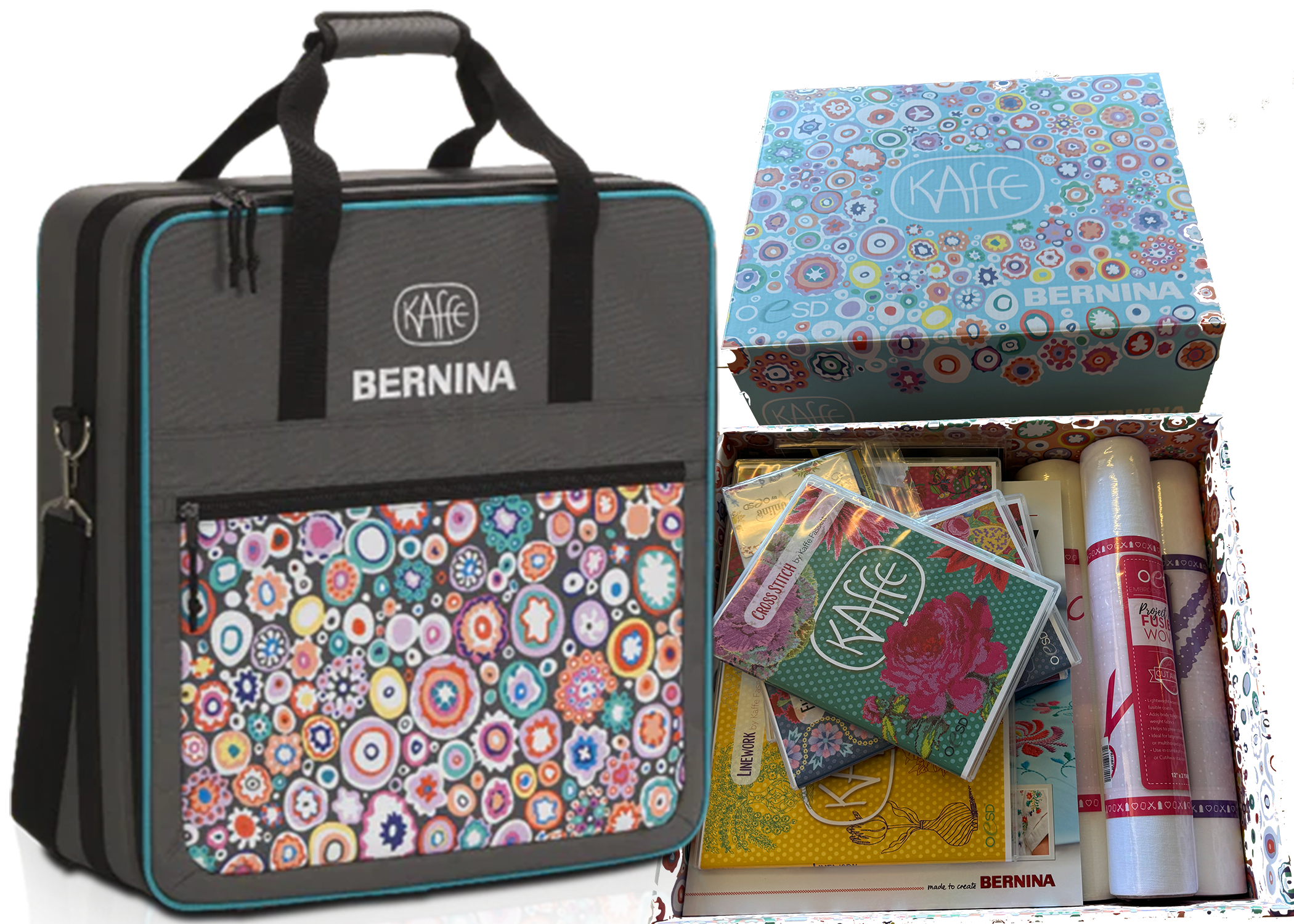 Bernina Kaffe Embroidery Bundle & Kaffe L Embroidery Module Case ...